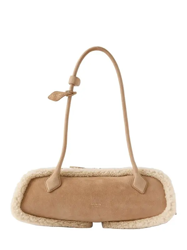 Alaïa Le Teckel Medium Shearling Shoulder Bag - Camel