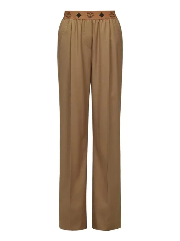 Mcm Monogram Wool Twill Pants - Light Brown