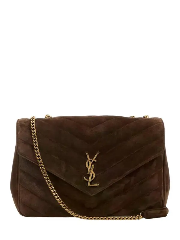 Saint Laurent Large Lou Lou Chain Crossbody Bag - Brown
