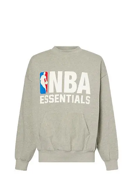 Fear Of God Fog X Essentials X Nba Sport Crewneck Cotton-blend Sweatshirt - Concrete Heather