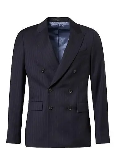 Paul Smith Pinstripe Peak-lapel Woven Blazer - Navy