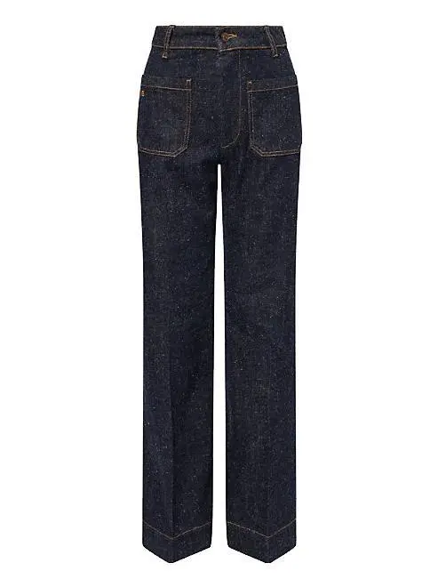 Victoria Beckham Alina Wide-leg Denim Jeans - Indigo White
