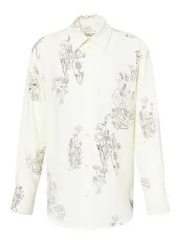 Victoria Beckham Floral Pyjama Stretch-woven Shirt - Off White Black
