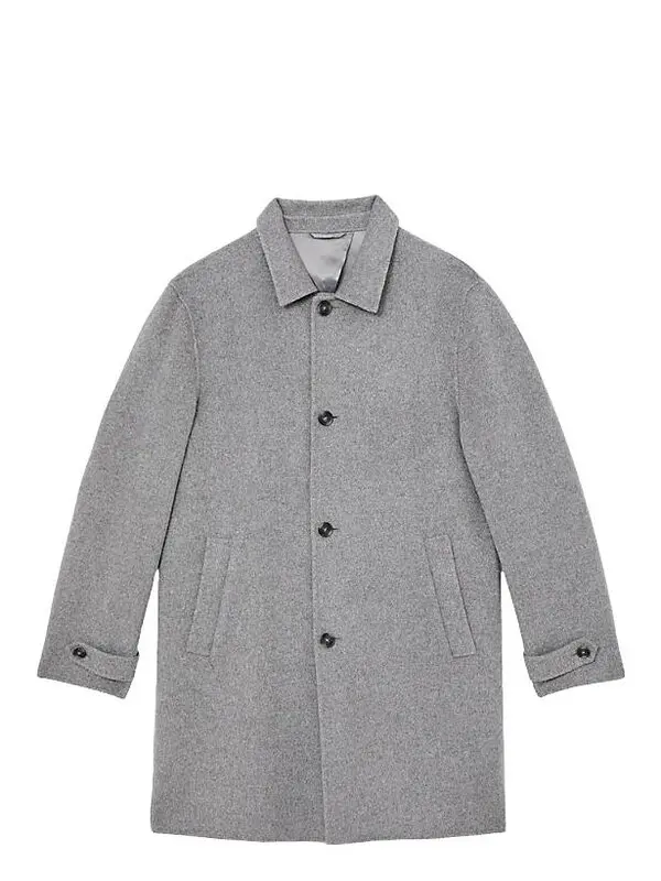 REISS Squire Single-breasted Wool-blend Overcoat - Charcoal Grey