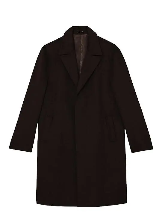 REISS Squire Single-breasted Wool-blend Overcoat - Dark Brown