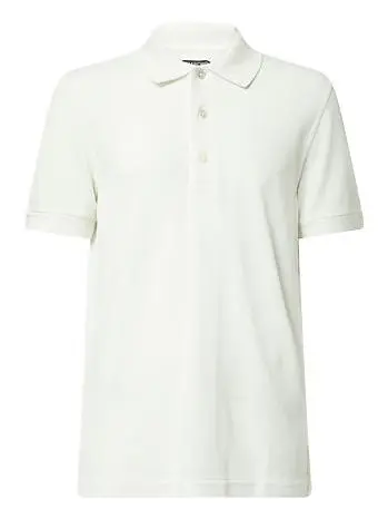 TOM FORD Short-sleeve Piquet Cotton-blend Polo Shirt - Off White