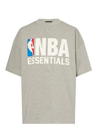 Fear Of God Fog X Essentials X Nba 90's Fit Crewneck Cotton-jersey T-shirt - Concrete Heather