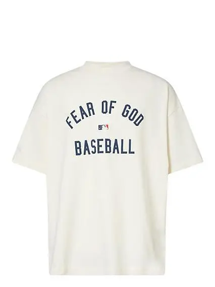 Fear Of God Fog X Essentials X Mlb 90's Fit 90's Fit Crewneck Cotton-jersey T-shirt - Cream White