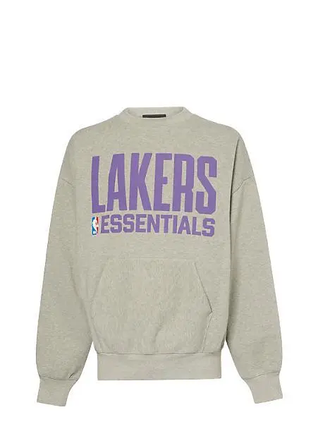 Fear Of God Fog X Essentials X Nba Lakers Crewneck Sweatshirt - Concrete Heather