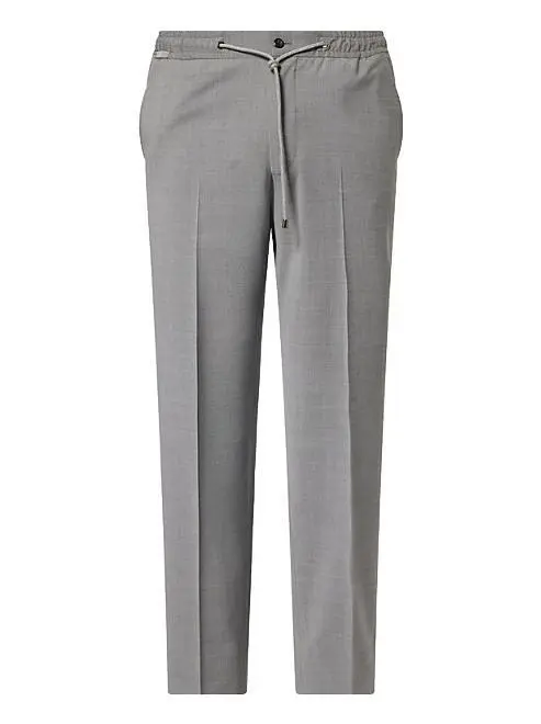 Corneliani Slim-leg Wool Trousers With Drawstring - Grey Melange Medium