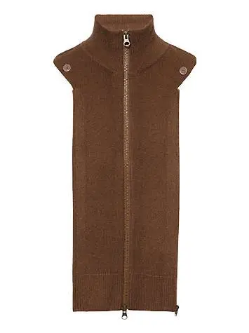 Veronica Beard Uptown Dickey Wool And Cashmere-blend Collar - Walnut