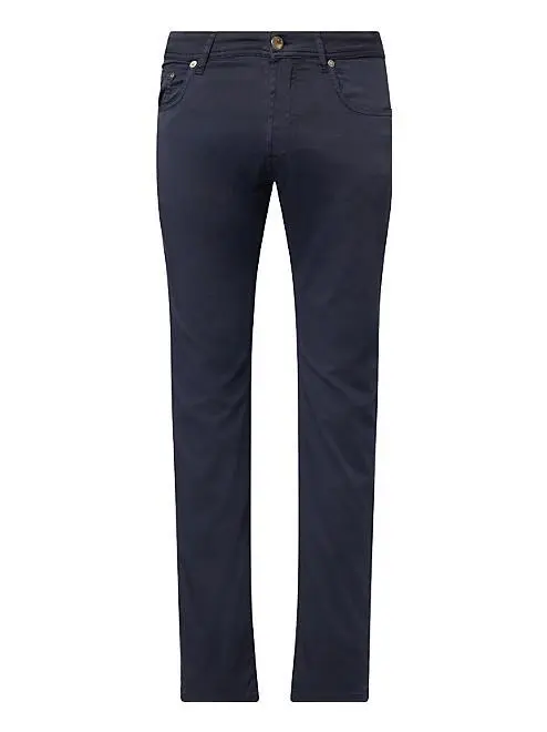 Corneliani Straight-leg Cotton-blend Chinos - Navy Blue