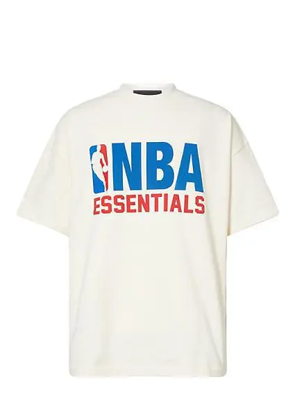Fear Of God Fog X Essentials X Nba 90's Fit Crewneck Cotton-jersey T-shirt - Cream White