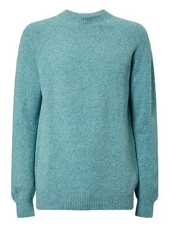 Sunspel Crew Neck Knitted Wool Jumper - Steel Green1