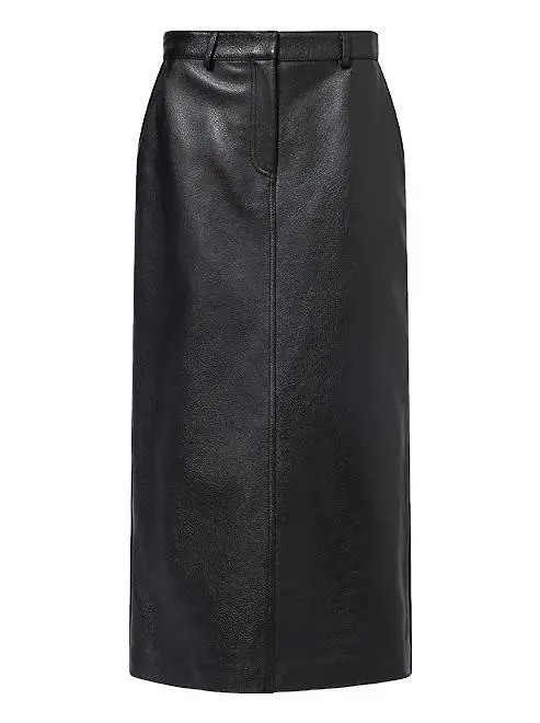 TOTEME Straight-fit Leather Midi Skirt - Black