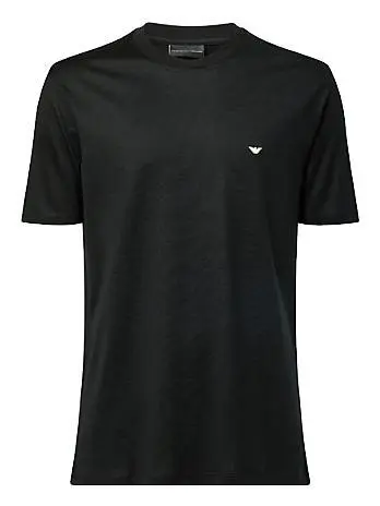 Emporio Armani Logo-embroidered Stretch-jersey T-shirt - Black Beauty