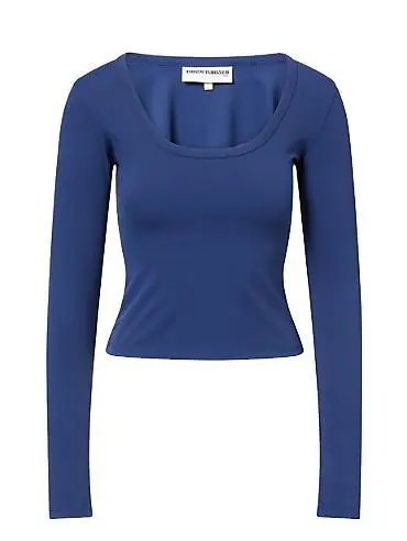 THE COUTURE CLUB Stretch-woven Sculpt Scoop-neck Top - Deepblue