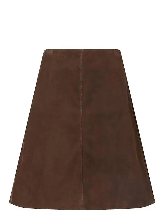 TOTEME A-line Suede Midi Skirt - Bark