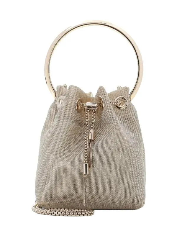JIMMY CHOO Bucket Bag With Top Handle And Chain Strap - Beige