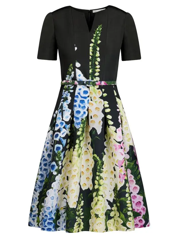 Oscar De La Renta Foxglove Printed Dress - Black