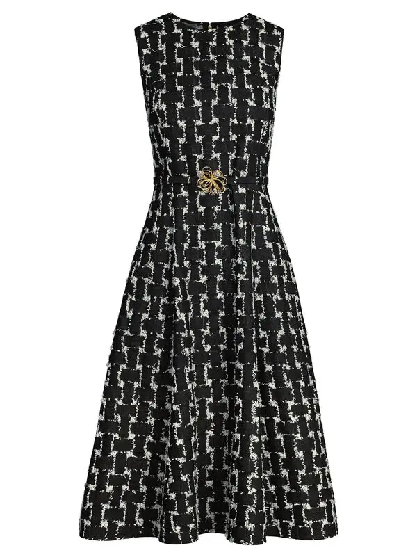Oscar De La Renta Woven Denim Jacquard Midi Dress - Blue