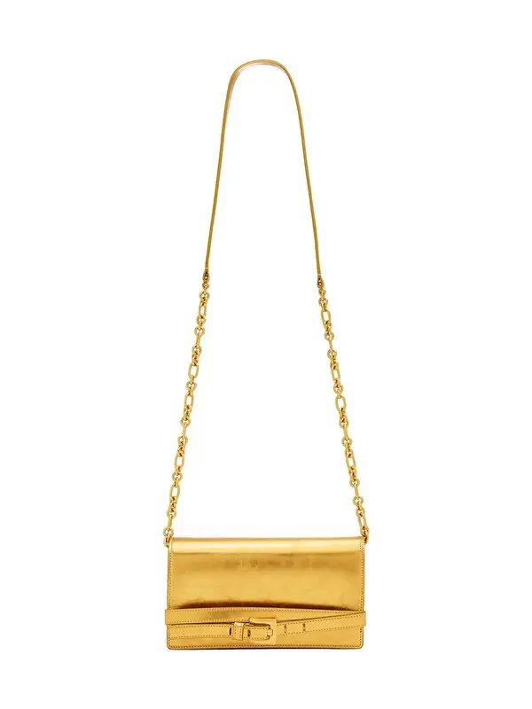 Balmain Anthem Metallic Leather Crossbody Bag - Gold