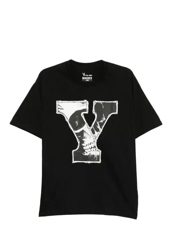 Yohji Yamamoto Graphic-print Cotton T-shirt - Black