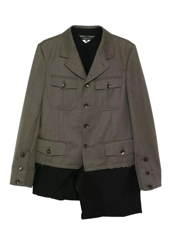 Comme Des Garçons Button-up Layered Jacket - Grey