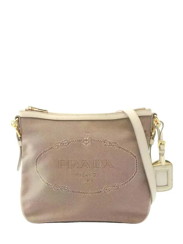 Prada Logo-detail Jacquard Shoulder Bag - Neutrals