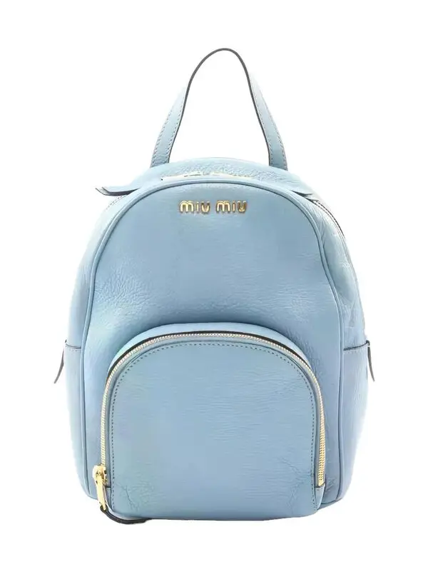Miu Miu 2000s Madras Leather Backpack - Blue