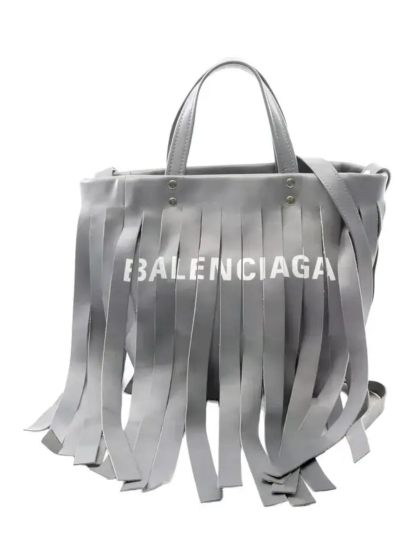 Balenciaga Leather Fringe Tote - Grey