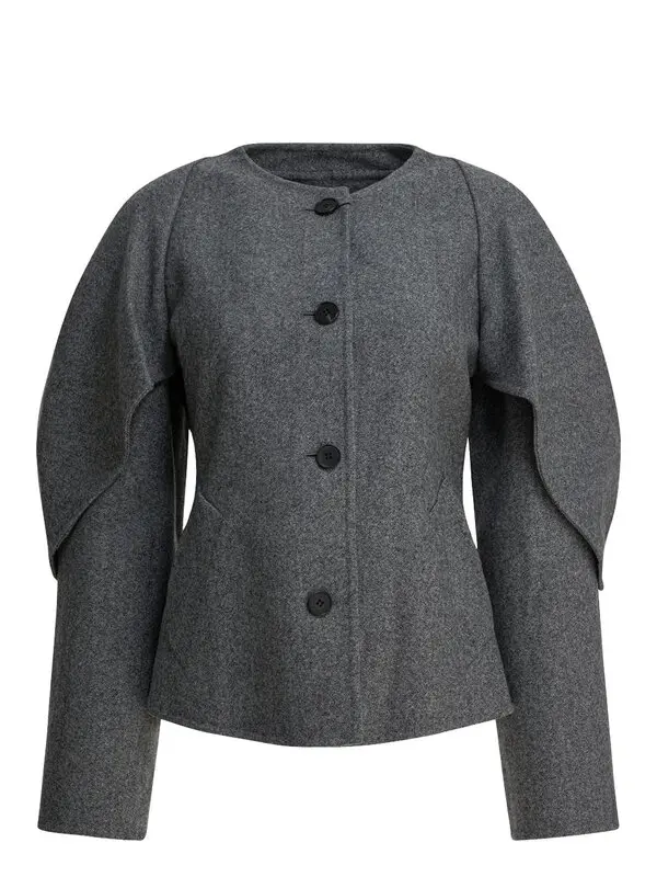 R2W Pinstriped Short Coat - Grey
