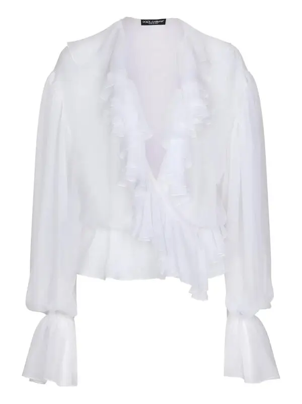 Dolce & Gabbana Ruffled Crop Blouse - White