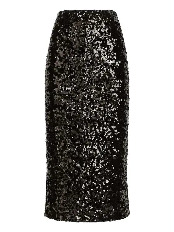 Dolce & Gabbana Sequined Midi Pencil Skirt - Black