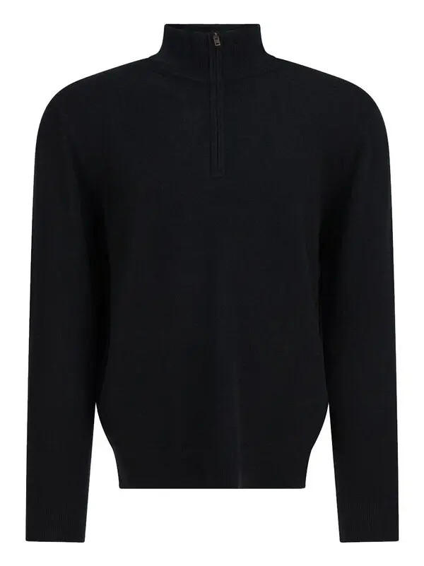 Vince Cashmere Half-zip Sweater - Black
