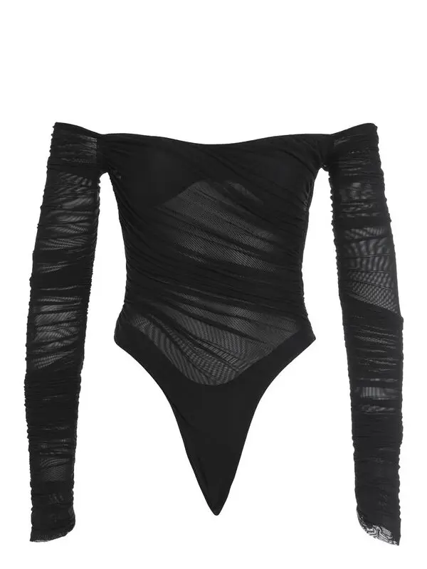 MUGLER Tulle Bodysuit - Black