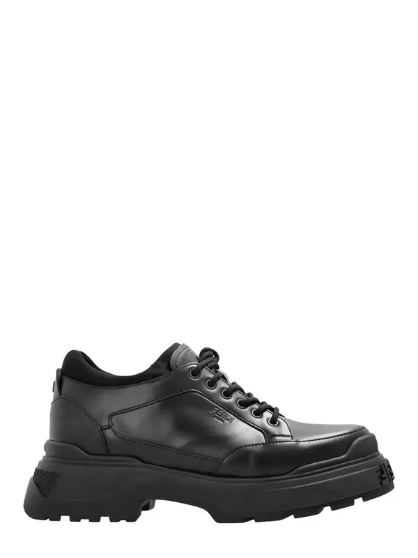 Fendi Leather Lace-up Shoes - Black