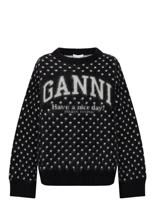 GANNI Polka Dot Sweater - Black