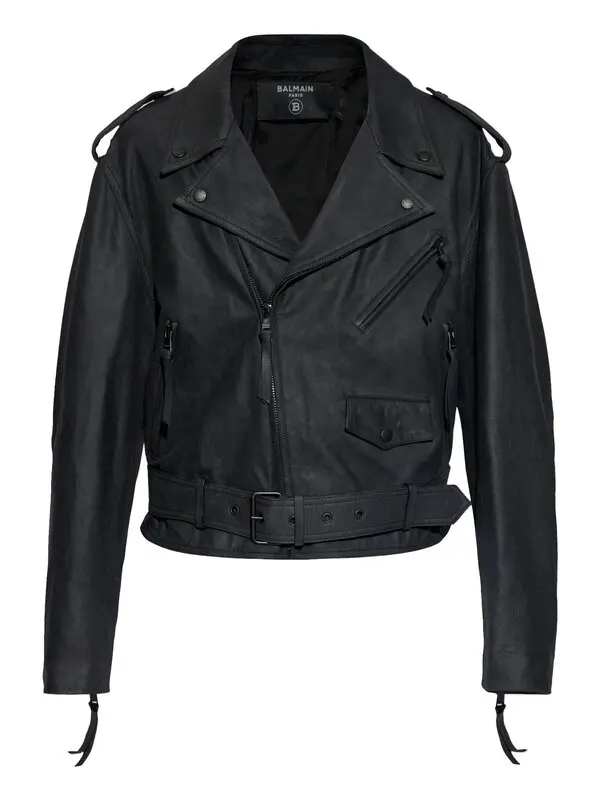 Balmain Leather Biker Jacket - Black