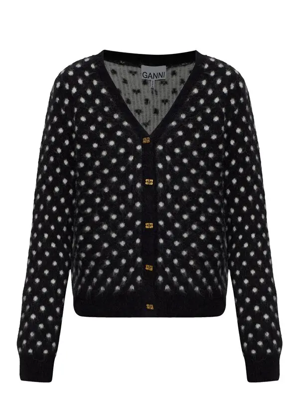 GANNI Polka Dot Cardigan - Black