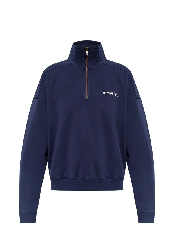 SPORTY & RICH High-neck Sweatshirt - Navy Blue