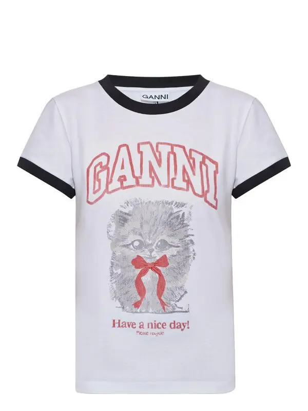 GANNI T-shirt With Print - White