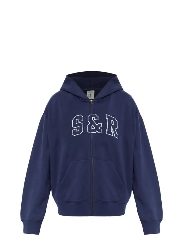 SPORTY & RICH Cotton Sweatshirt With Logo - Navy Blue