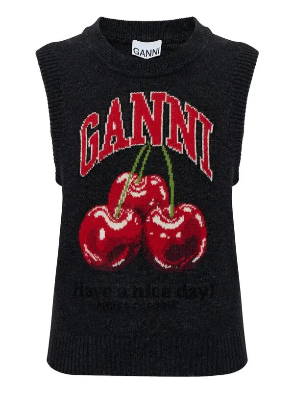 GANNI Logo Vest - Black
