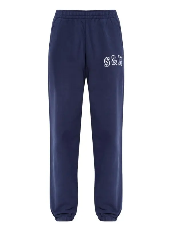 SPORTY & RICH Sweatpants With Elasticated Cuffs - Navy Blue