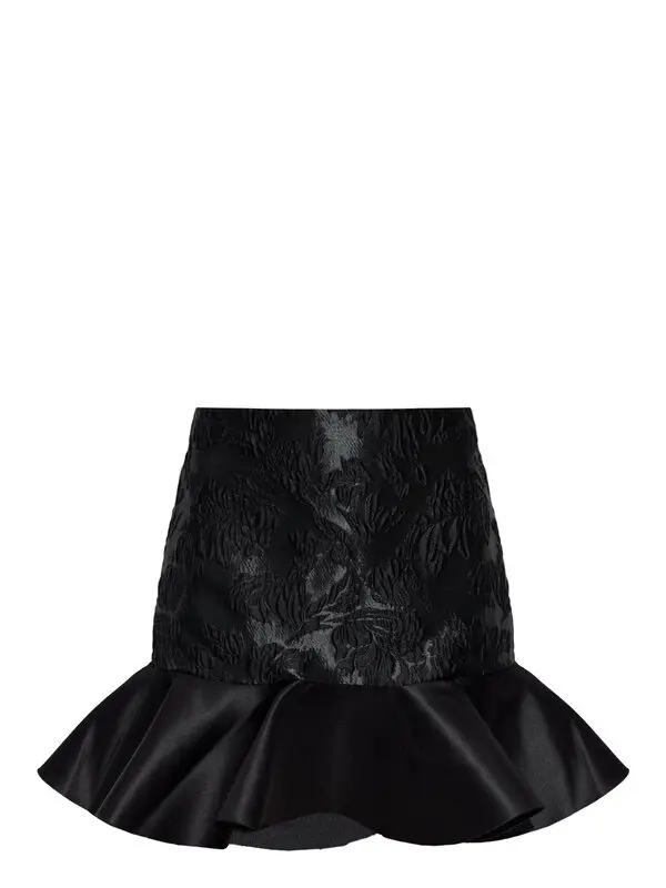 GANNI Floral Motif Jacquard Mini Skirt - Black