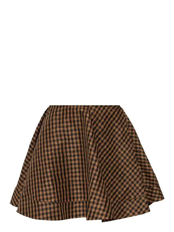 GANNI Plaid Pattern Mini Skirt - Brown