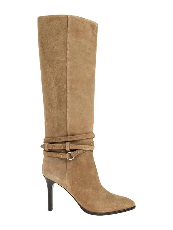 Isabel Marant Suede Knee-high Boots - Beige