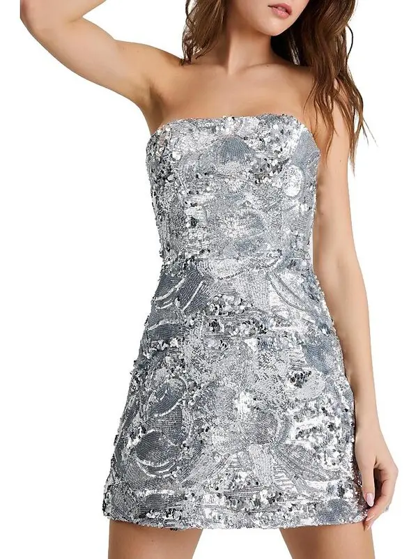 HELSI Linda Sequin Mini Dress - Platinum