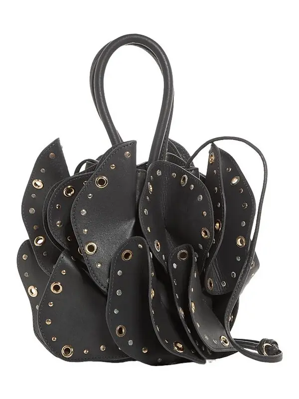 Farm Rio Leather Flower Bucket Bag - Charcoal